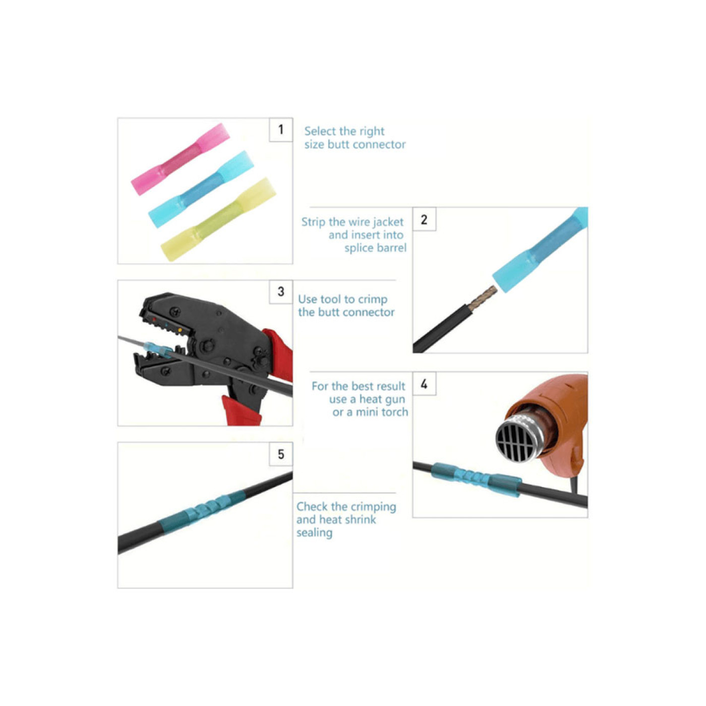 InCarTec 82-HSB-KIT RECOIL Insulated Heat Shrink Butt Connectors/