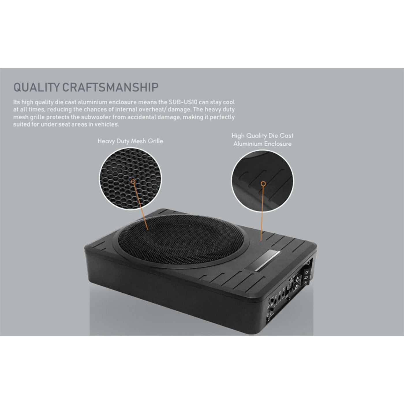 InCar Tec SUB-US10 10" 300W Slim Under Seat Active ...