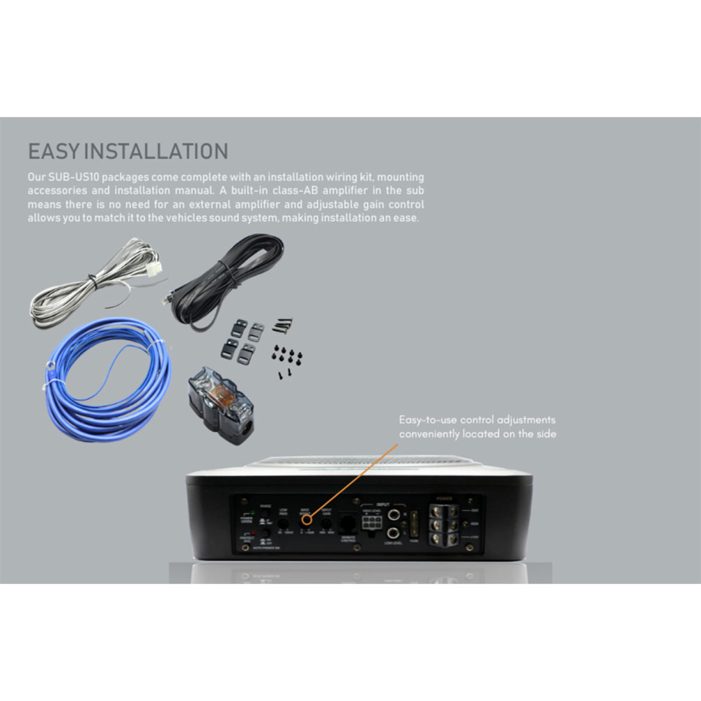 InCar Tec SUB-US10 10" 300W Slim Under Seat Active ...