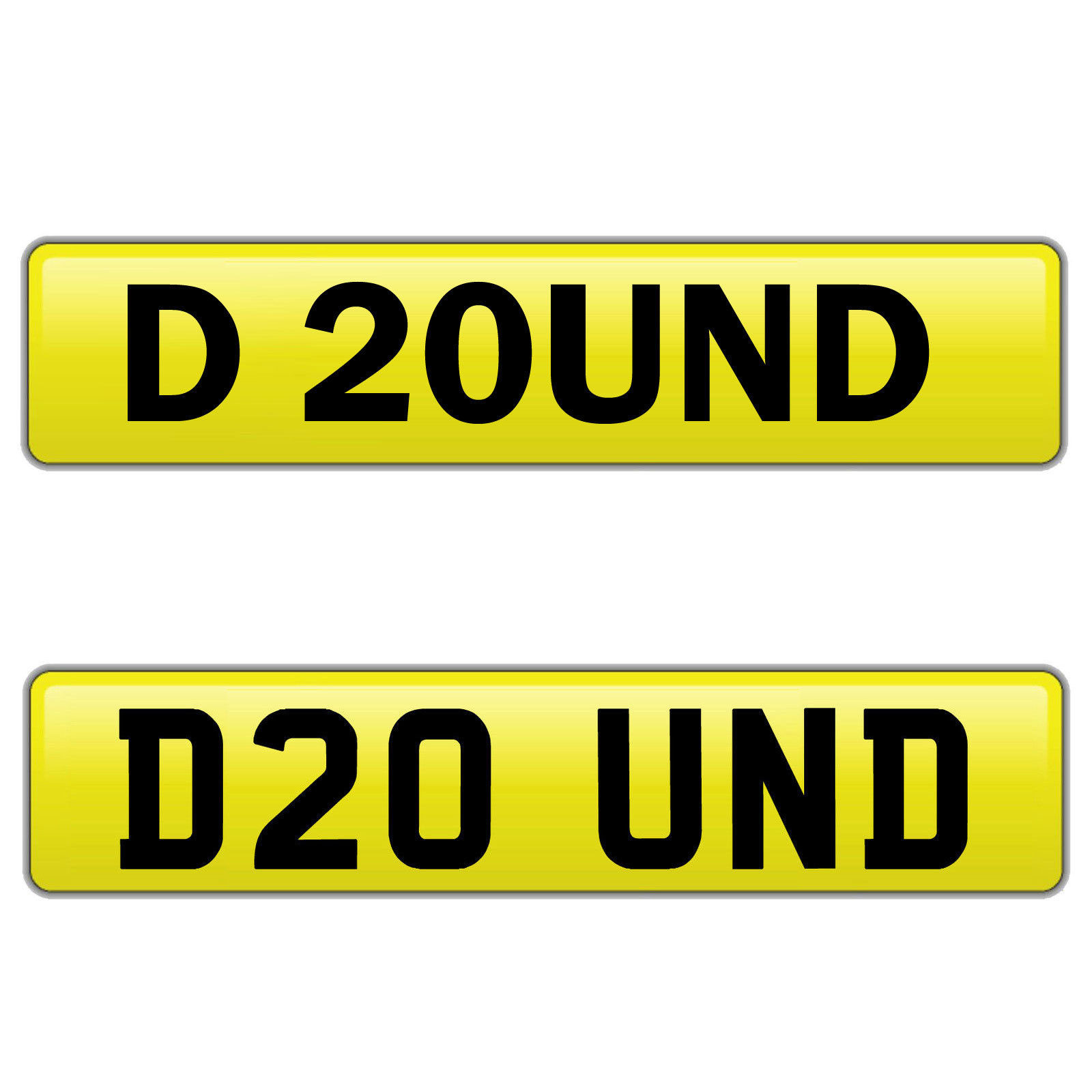 D20 UND Cherished Private Registration Number Plate Sound