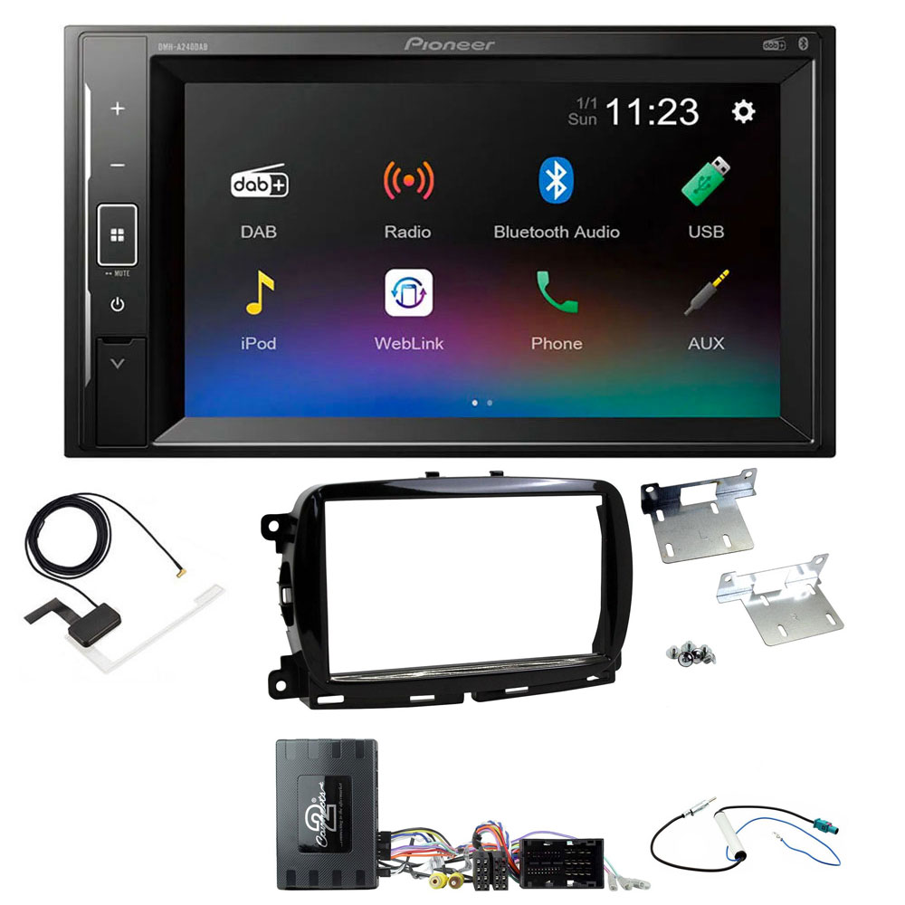 Fiat 500 2015 - 2021 Pioneer DMH-A240DAB Double Din with ... Fiat 500 2015 - 2021 Pioneer DMH-A240DAB Double Din with ...
