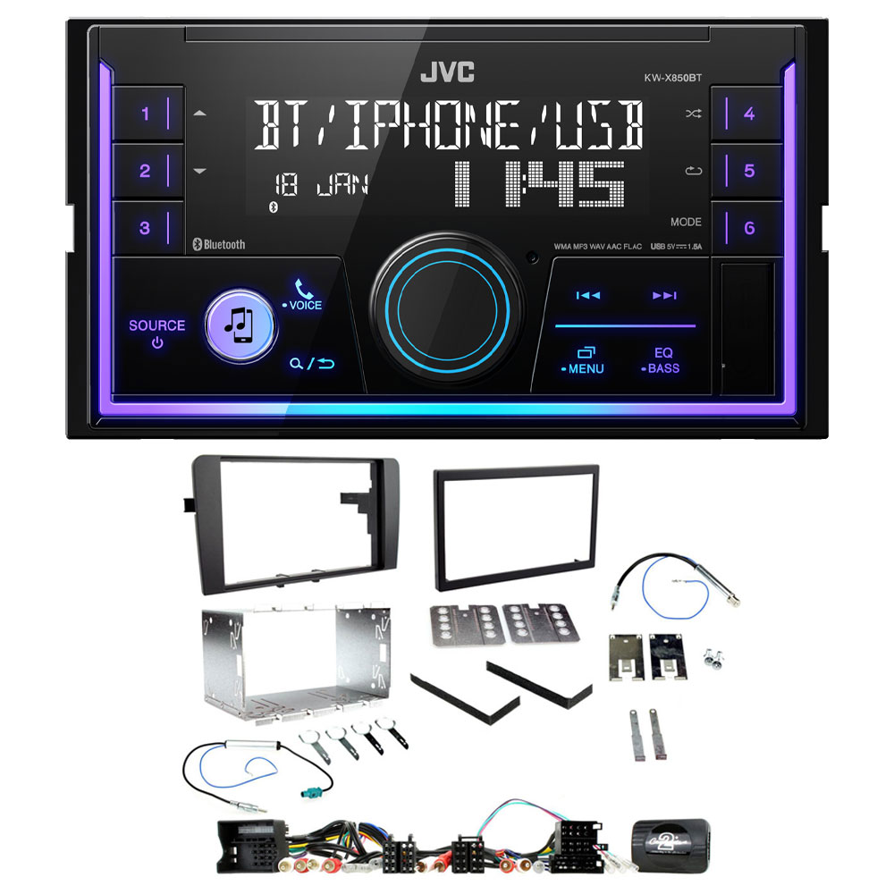 Audi A3 (2003-2012) 8P JVC Double Din Mechless USB, Bluetooth,